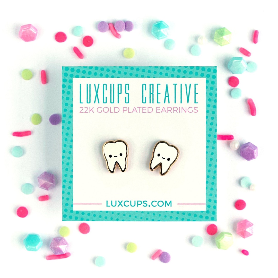 Tooth Earrings - Hard Enamel Teeth Earring Stud Dentist Earrings Dental ...