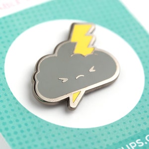Grumble Cloud Pin - Cloud Lapel Pin Grumpy Rain Cloud Gift Lightning Cloud Nimbus Cloud Badge ...