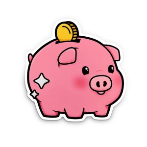 Piggy Bank Sticker Cute Pig Weather-proof Vinyl Sticker Coin Bank ...