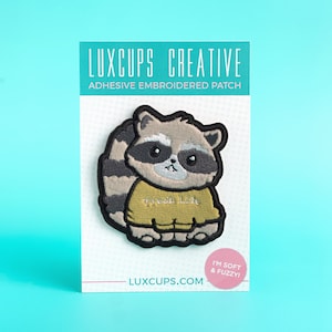 Raccoon Patch Sticker - Adhesive Patch Trash Panda Applique Patch Embroidered Kawaii Cute ...