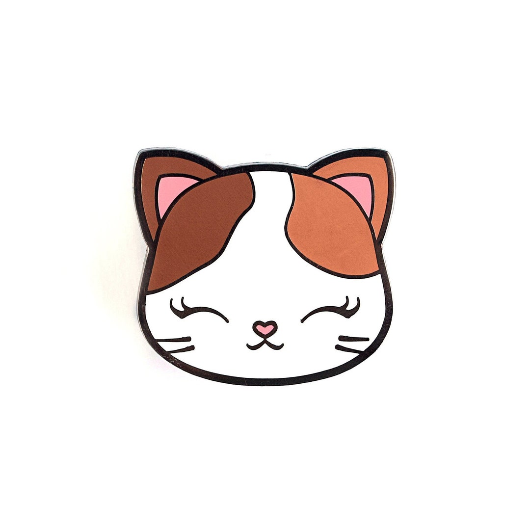 SALE Kitten Enamel Pin - Hard Enamel Pin Calico Cat Pin Kitty Pin Happy ...
