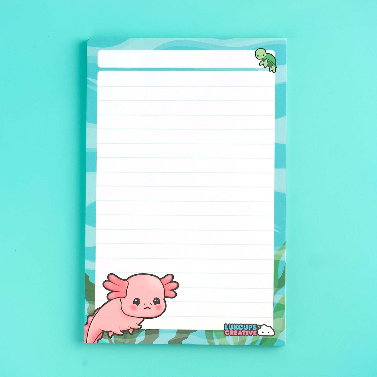 Axolotl Notepad Cute Stationery Gift Kawaii Axolotl Memo Pad Amphibian ...