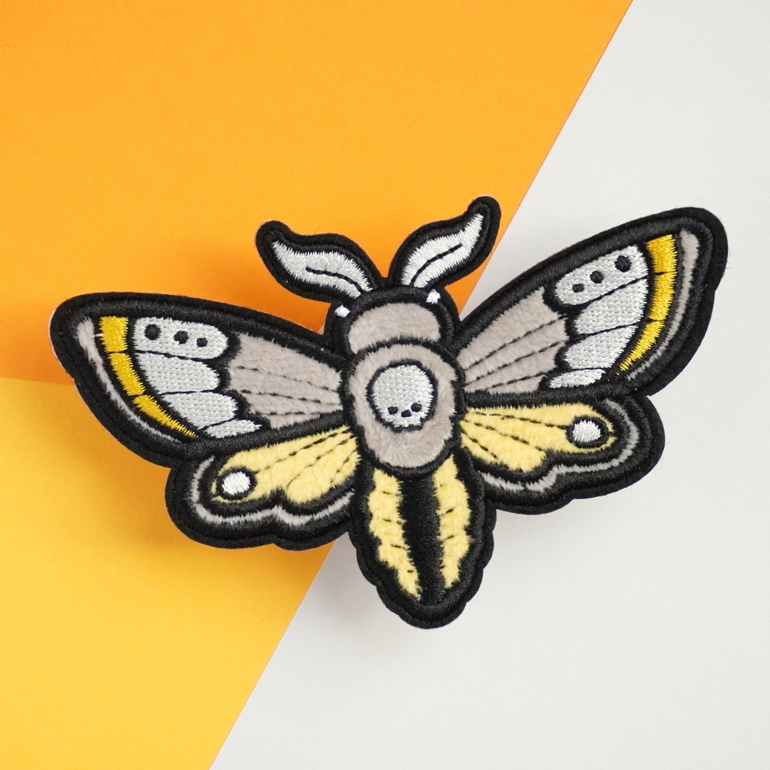 Fuzzy Deaths Head Moth Patch Moth Sticker Patch Spooky Patch - Etsy