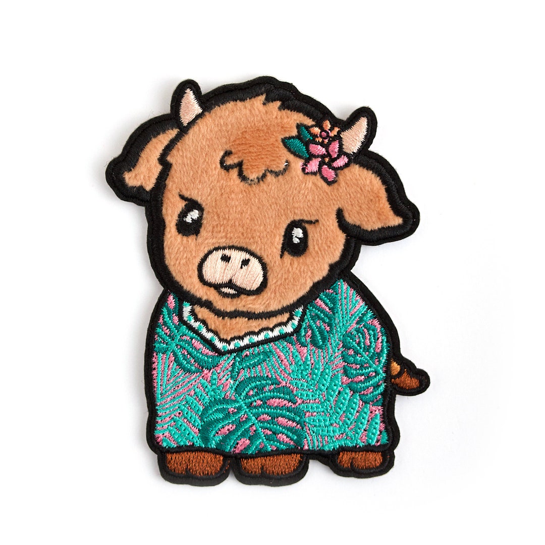SALE Moomu Cow Patch Sticker - Adhesive Patch Mumu Applique Patch Embroidered Kawaii Bovine ...