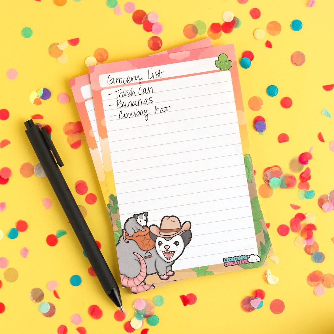 Possum Posse Notepad - Cute Stationery Gift Kawaii Opossum Memo Pad ...