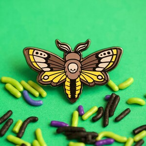 Deaths Head Moth Enamel Pin - Hard Enamel Pin Moth Pin Spooky Enamel ...