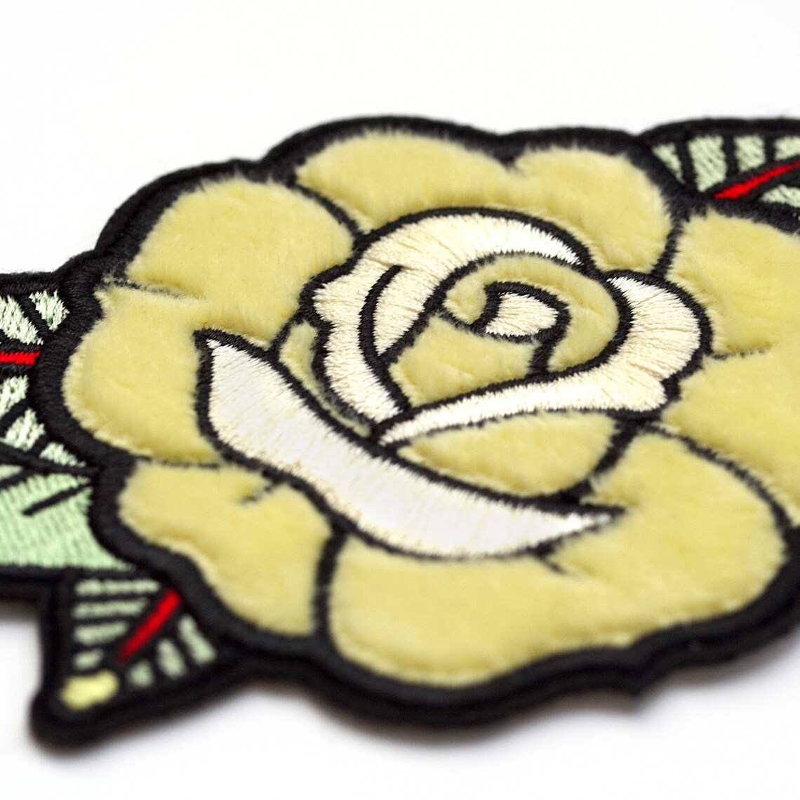 SALE Fuzzy Yellow Rose Patch Sticker - Adhesive Patch Texas Rose ...