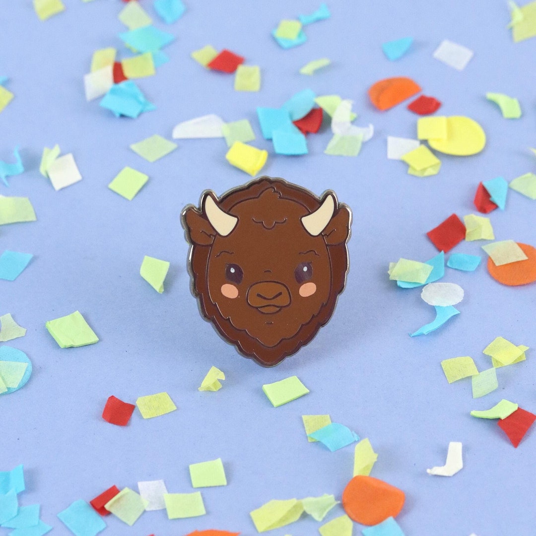 Bison Enamel Pin - Buffalo Enamel Pin Cute Moose Lapel Pin Yellowstone ...