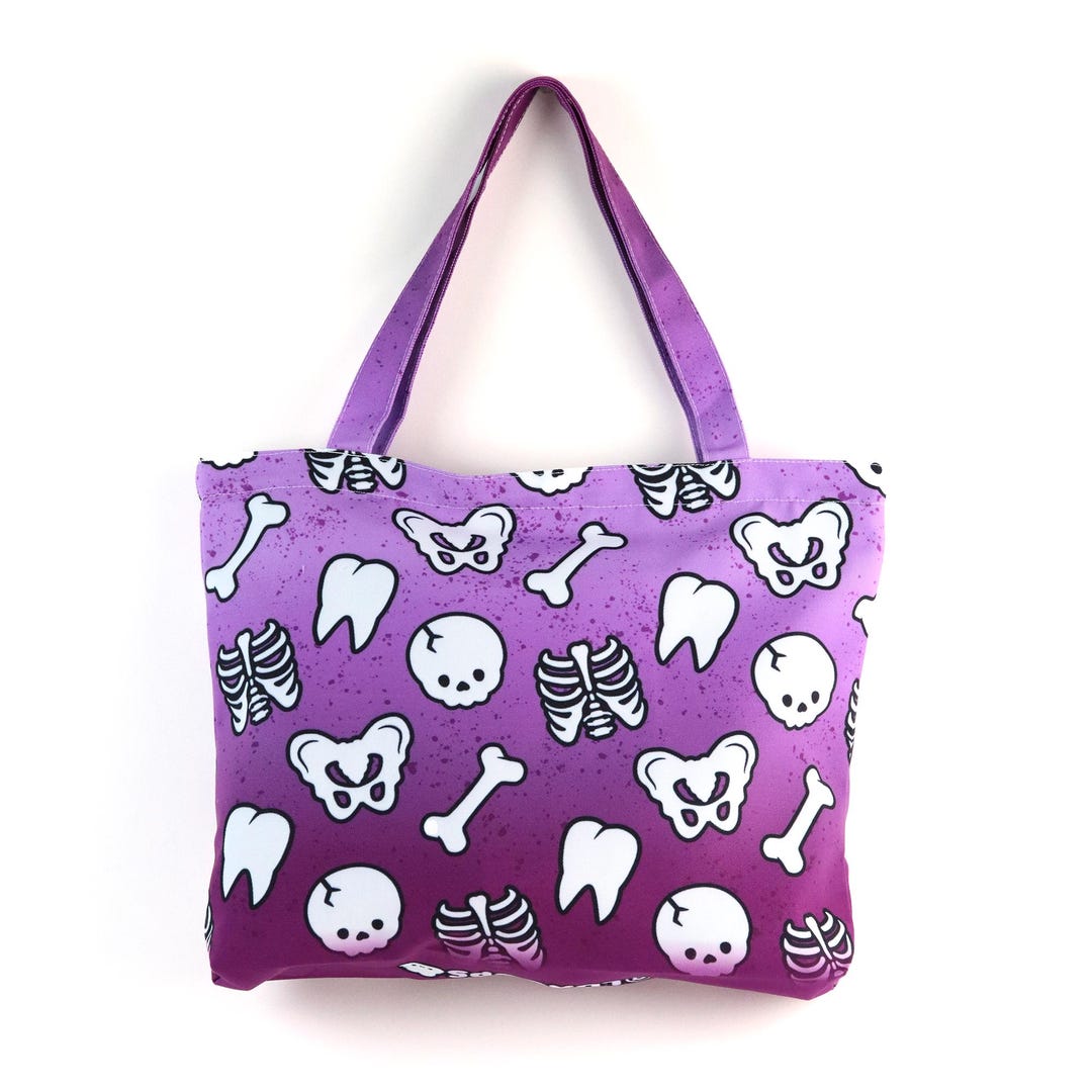 Funny Bones Tote Bag - Skeleton Kawaii Shoulder Bag Rib Cage Kawaii ...