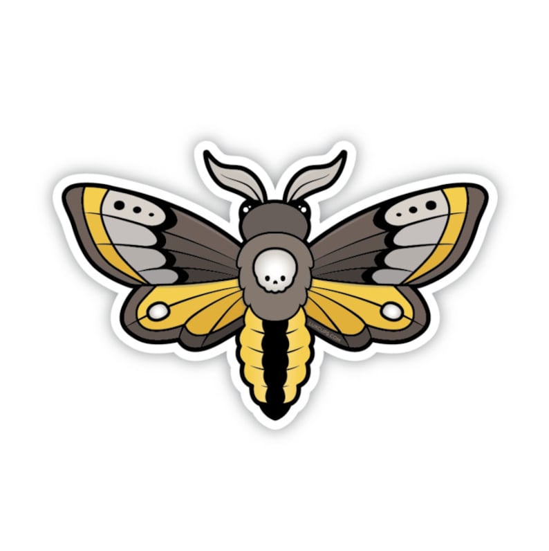 Moth Sticker Halloween Weather-proof Vinyl Sticker Death's Head Sticker ...