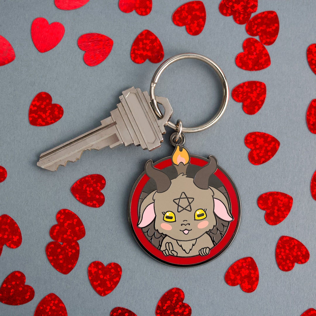 Baphomet Keychain Kawaii Keychain Gift Cute Key Charm Baphomet Keyring ...