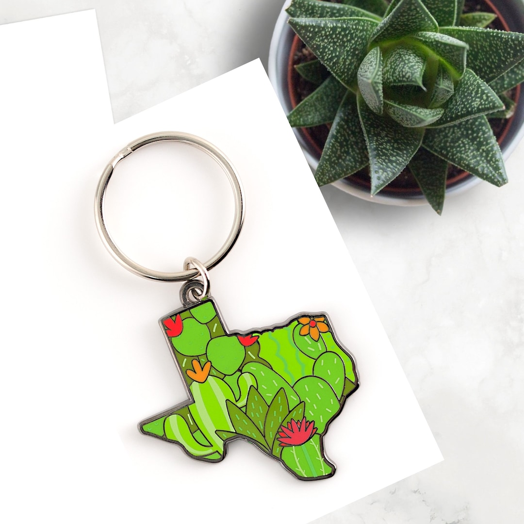 SALE Texas Cacti Keychain - Texas Kawaii Keychain Prickly Pear Cute Key ...