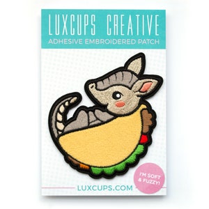 Fuzzy Tacodillo Patch Sticker Adhesive Patch Armadillo Applique Patch Embroidered Tacodillo ...
