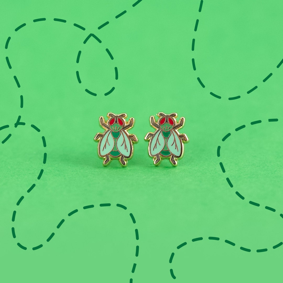 Fly Earrings - Insect Hard Enamel Earring Stud Buzz Earrings Lord of ...