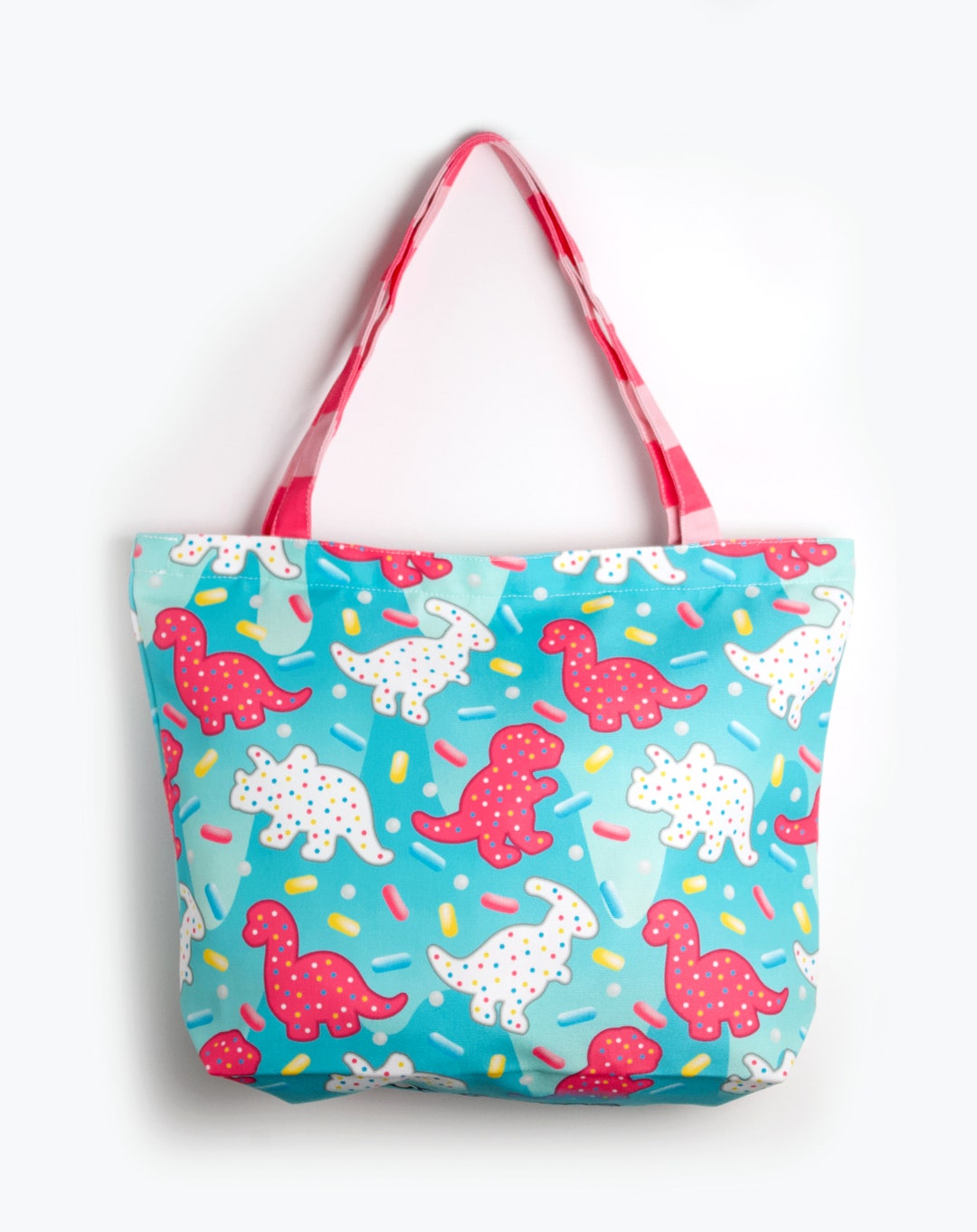 Dino Cookie Tote Bag - Kawaii Shoulder Bag Dinosaur Zippered Tote Trex ...