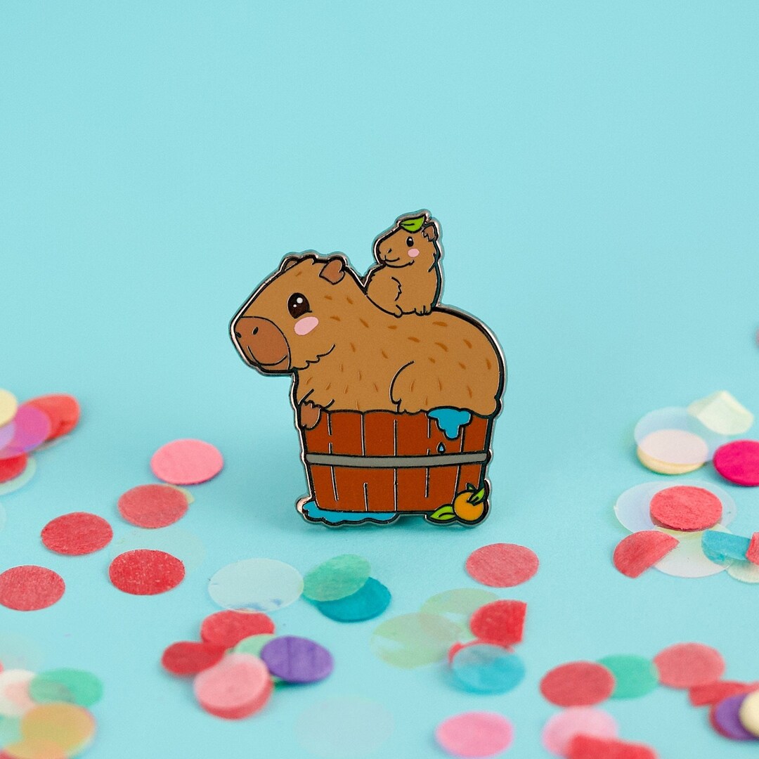 Capybara Cuties Enamel Pin - Capybara Enamel Pin Rodent Lapel Pin South ...