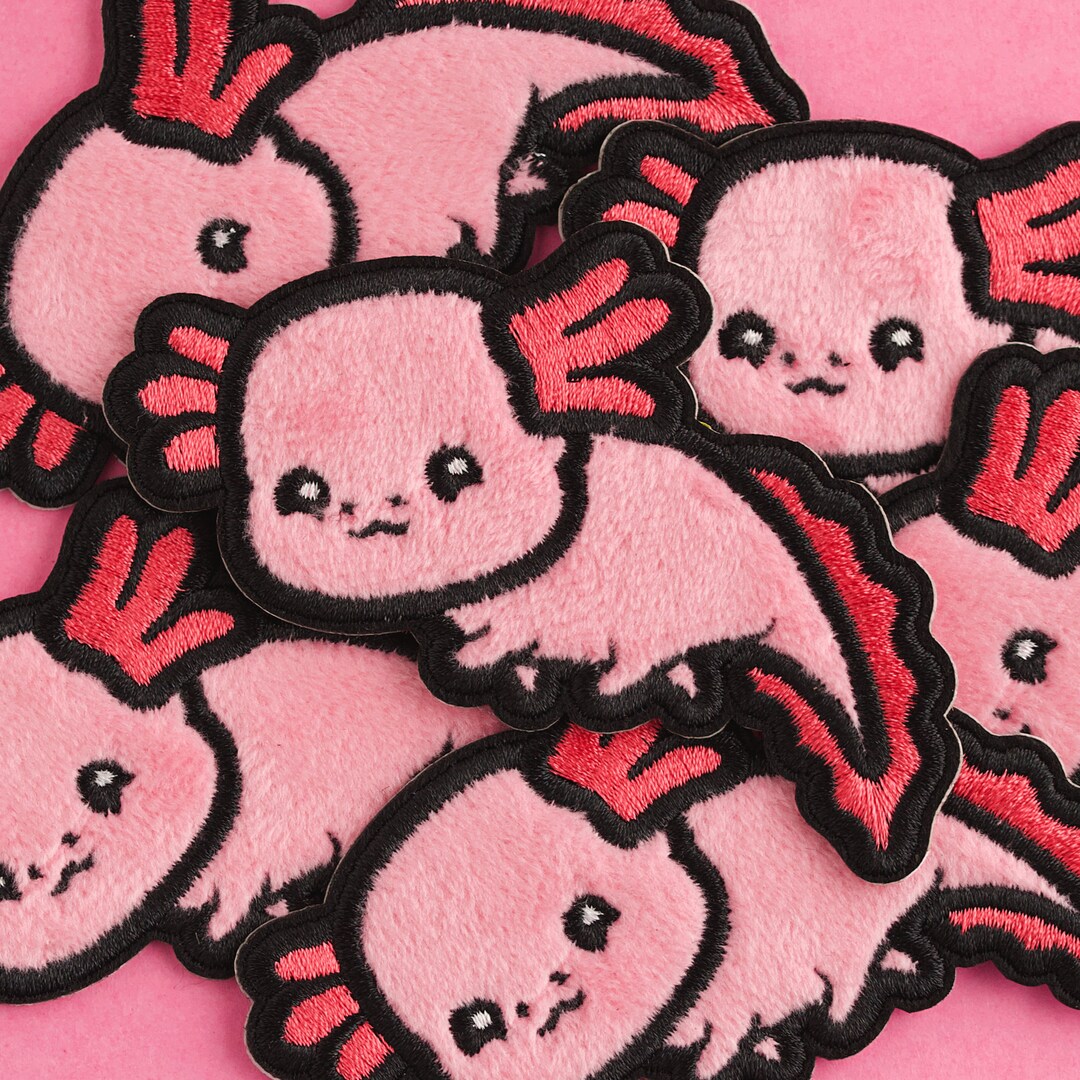 Axolotl Patch Sticker - Adhesive Patch Tiger Salamander Applique Patch Embroidered Kawaii ...