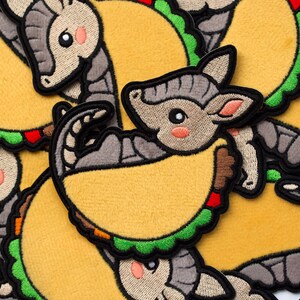 Fuzzy Tacodillo Patch Sticker Adhesive Patch Armadillo Applique Patch Embroidered Tacodillo ...