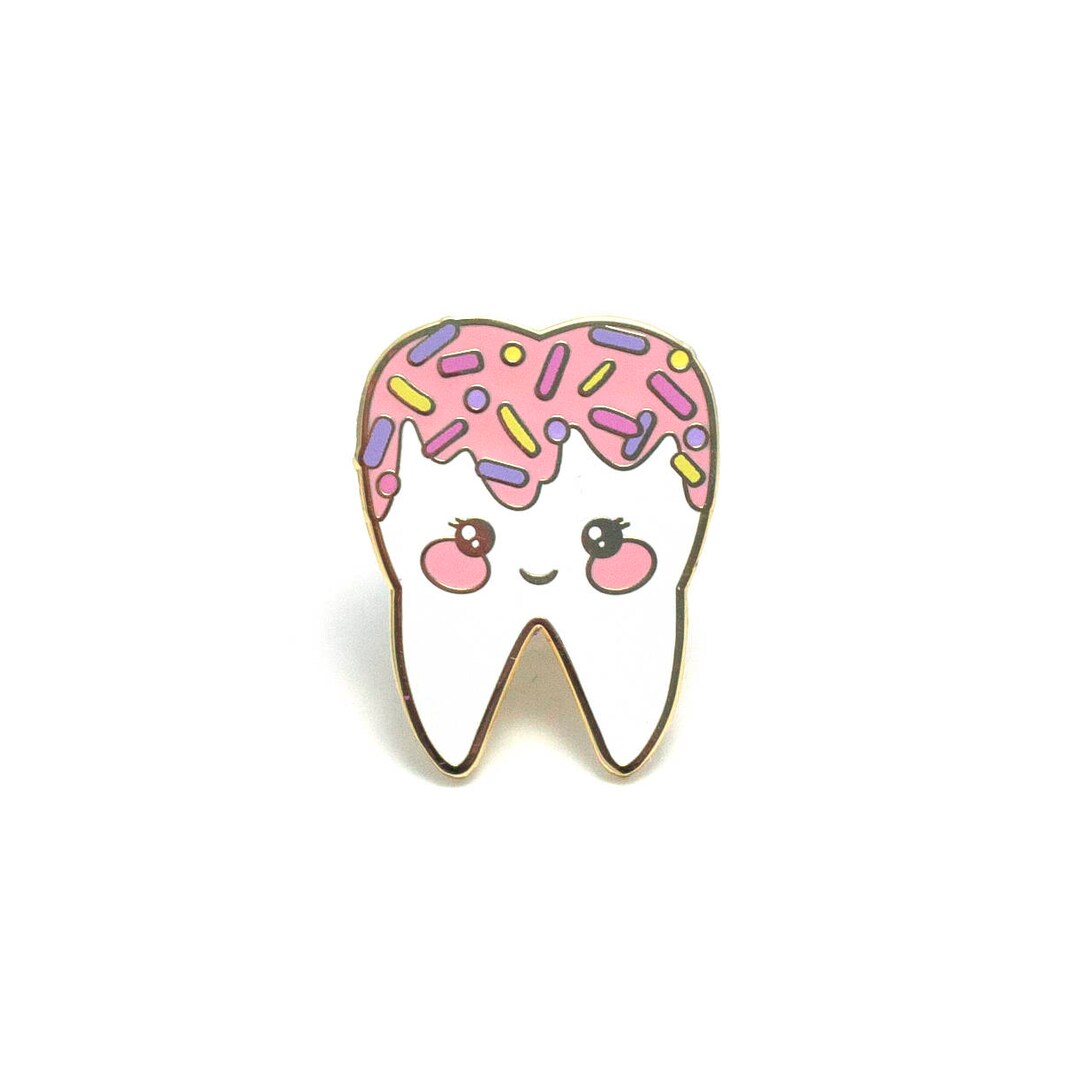 Pink Sweet Tooth Pin - Hard Enamel Pin Cloisonné Tooth Lapel Pin Enamel ...