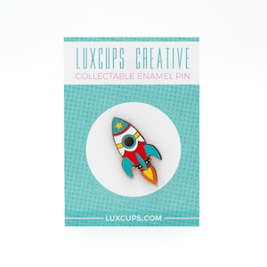Bright Retro Rocket Enamel Pin - Hard Enamel Pin Cloisonné Spaceship ...
