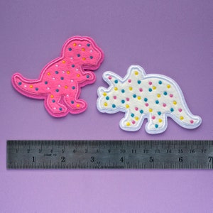 Fuzzy Dino Cookie Patch Set - 2 Dinosaur Patches Adhesive Dino Patch Sugar Cookie Cute Dino ...