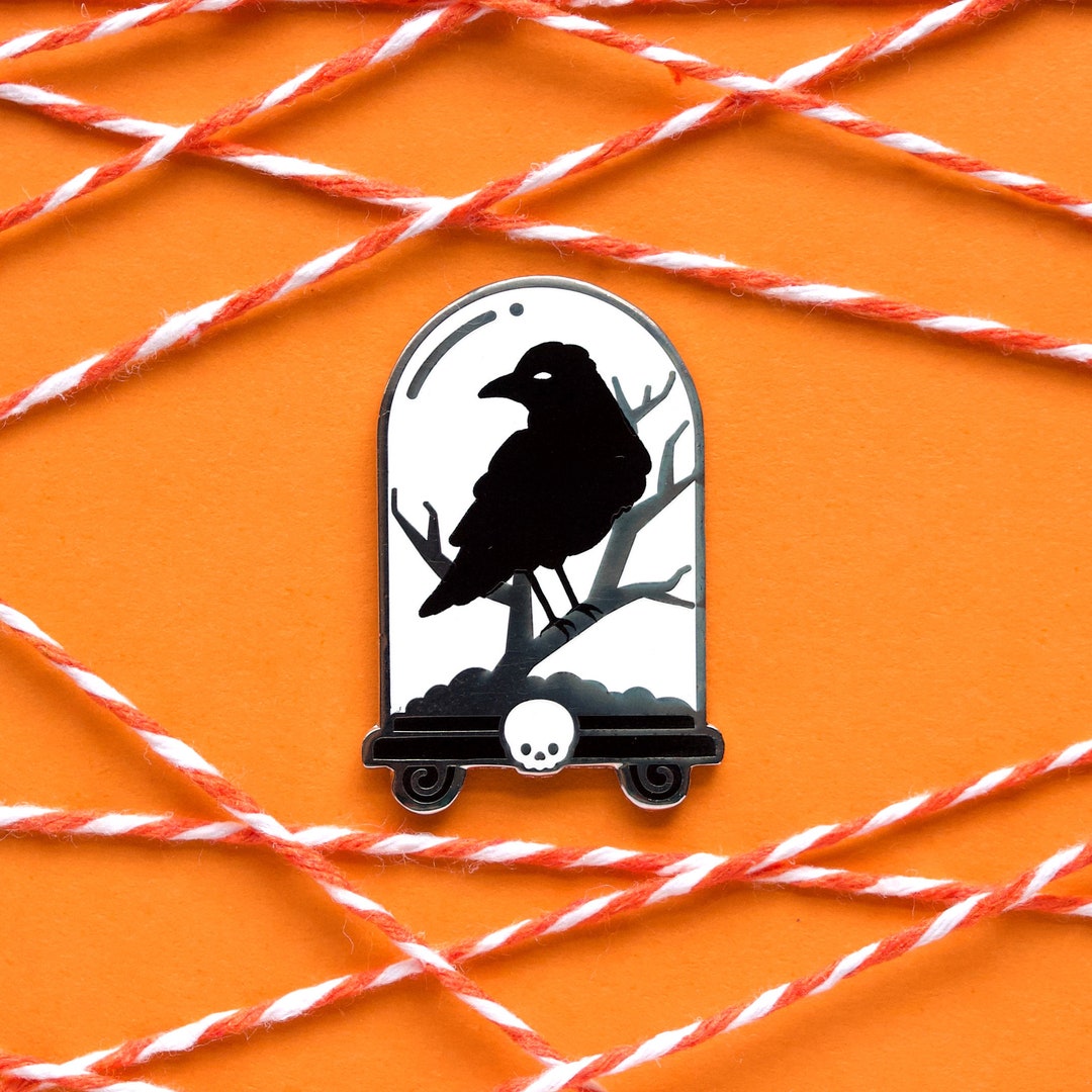 Raven Cloche Enamel Pin - Hard Enamel Pin the Raven Pin Spooky Enamel ...