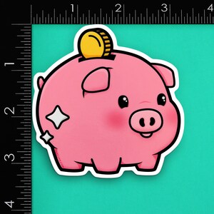 Piggy Bank Sticker Cute Pig Weather-proof Vinyl Sticker Coin Bank ...