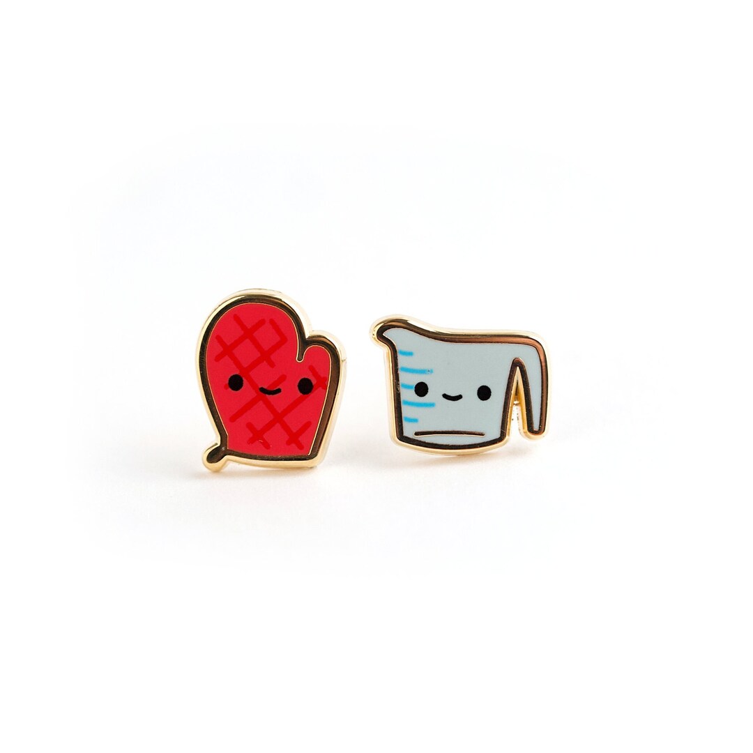 Baking Buddies Earrings - Hard Enamel Bakery Earring Stud Oven Mitt ...