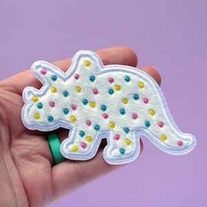Fuzzy Dino Cookie Patch Set - 2 Dinosaur Patches Adhesive Dino Patch Sugar Cookie Cute Dino ...