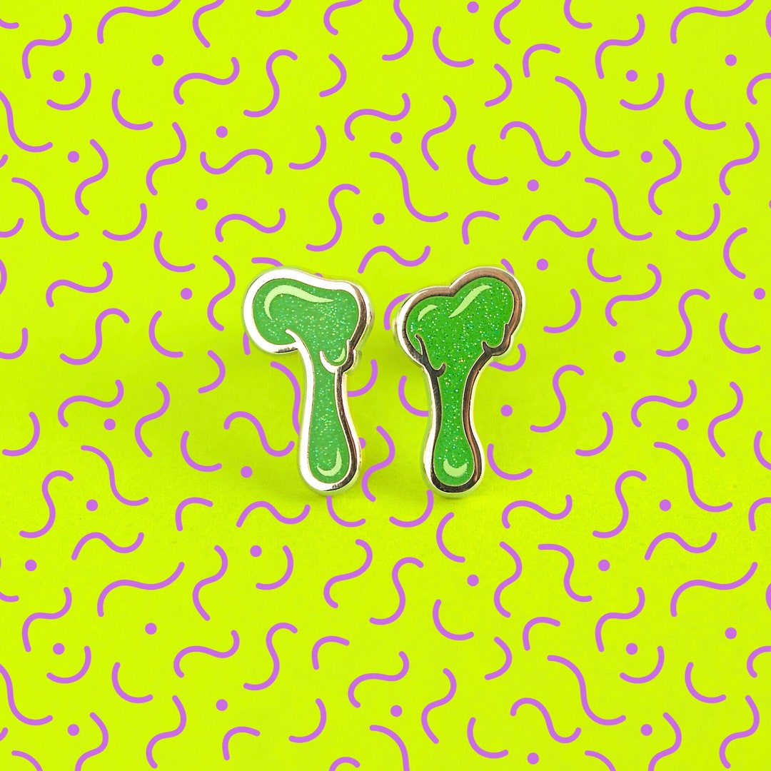 SALE Slime Earrings - Neon Ooze Enamel Earring Stud Spooky Earrings ...
