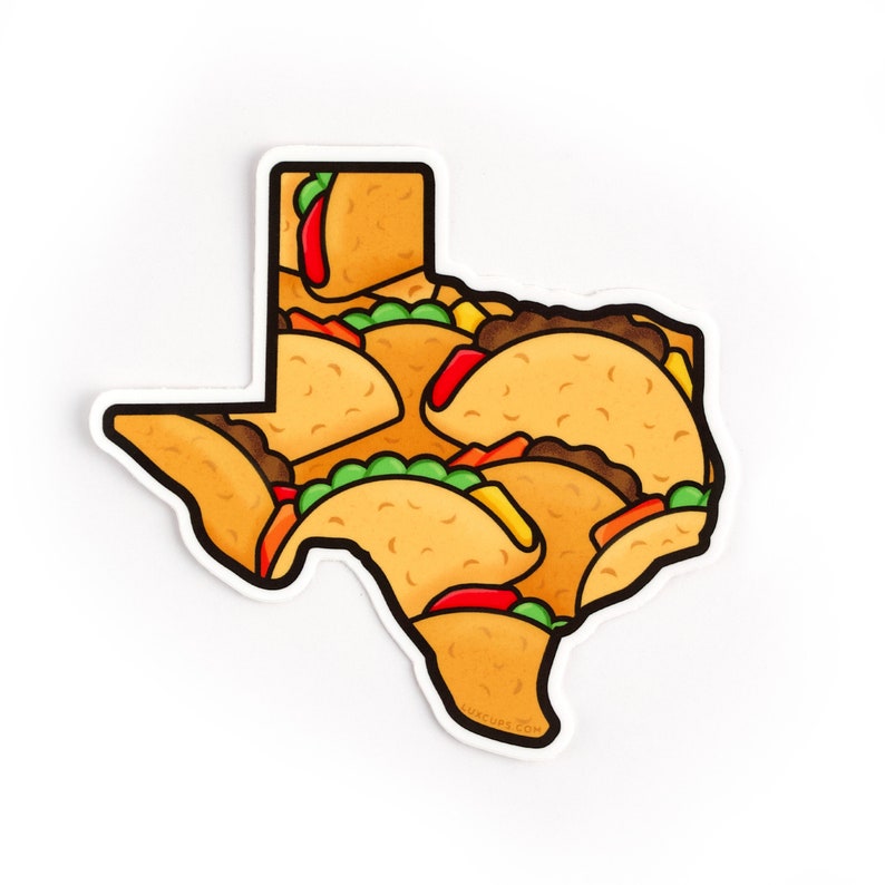 Texas Tacos Sticker Texas Weather-proof Vinyl Sticker Taco - Etsy