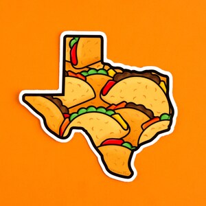 Texas Tacos Sticker - Texas Weather-proof Vinyl Sticker, Taco Stickers ...