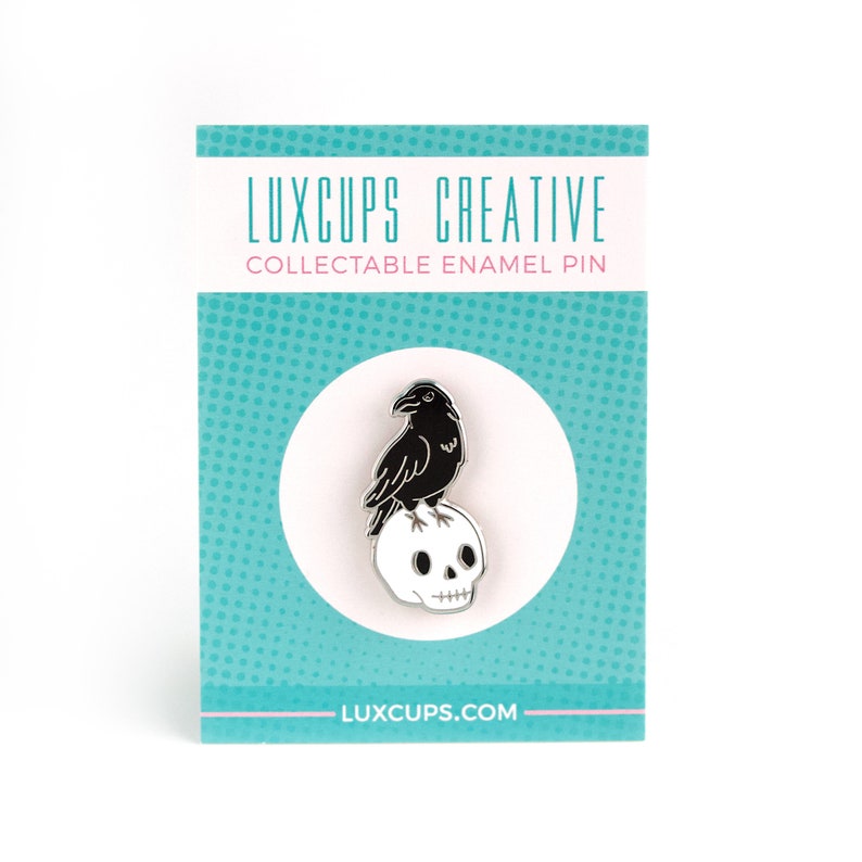 The Raven Enamel Pin - Hard Enamel Raven Pin Cute Crow Pin Gold Spooky ...