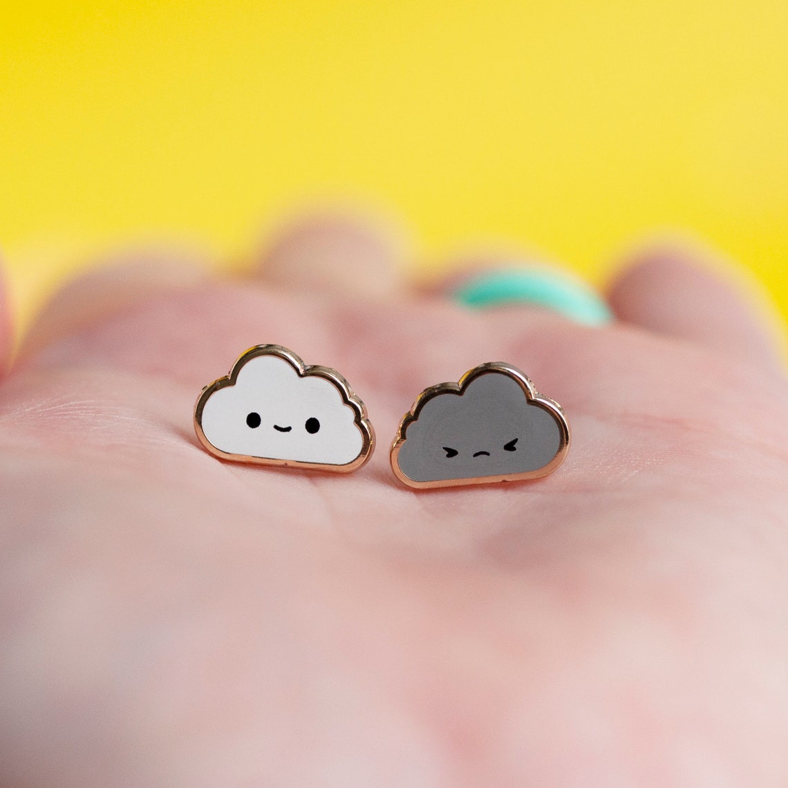Cloud Pals Earrings Hard Enamel Cloud Earring Stud Weather - Etsy