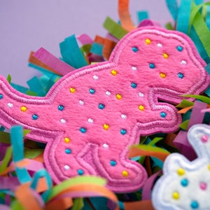 Fuzzy Dino Cookie Patch Set - 2 Dinosaur Patches Adhesive Dino Patch Sugar Cookie Cute Dino ...