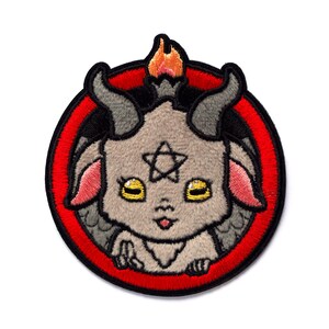 Fuzzy Baphomet Patch Sticker - Baphometh Patch Spooky Magick Kawaii Goat Pin Occult Sigil of ...