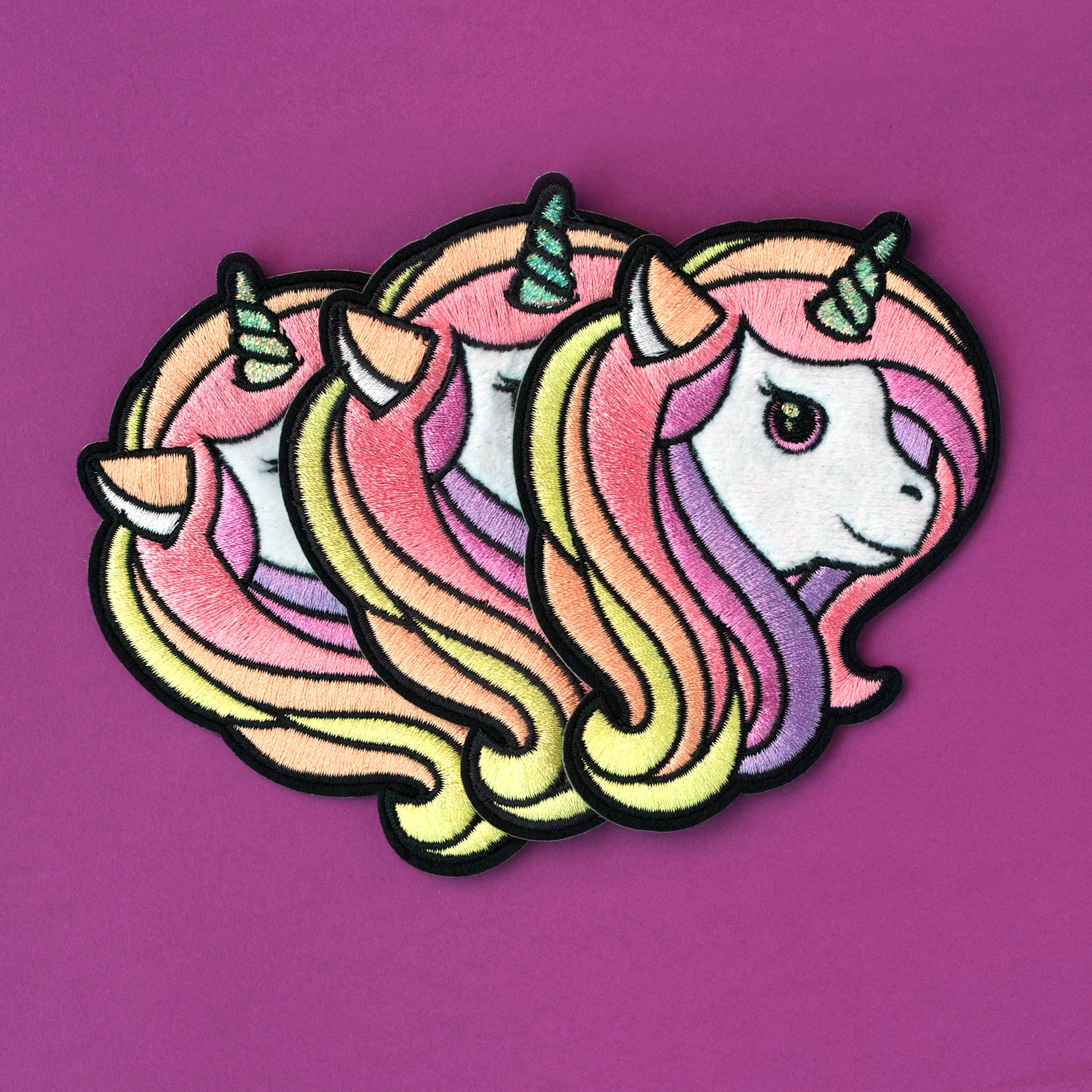 Fuzzy Rainbow Unicorn Patch Sticker Adhesive Patch Unicorn | Etsy