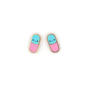 Happy Pill Earrings - Pill Earring Stud Pharmacist Earrings Doctor ...
