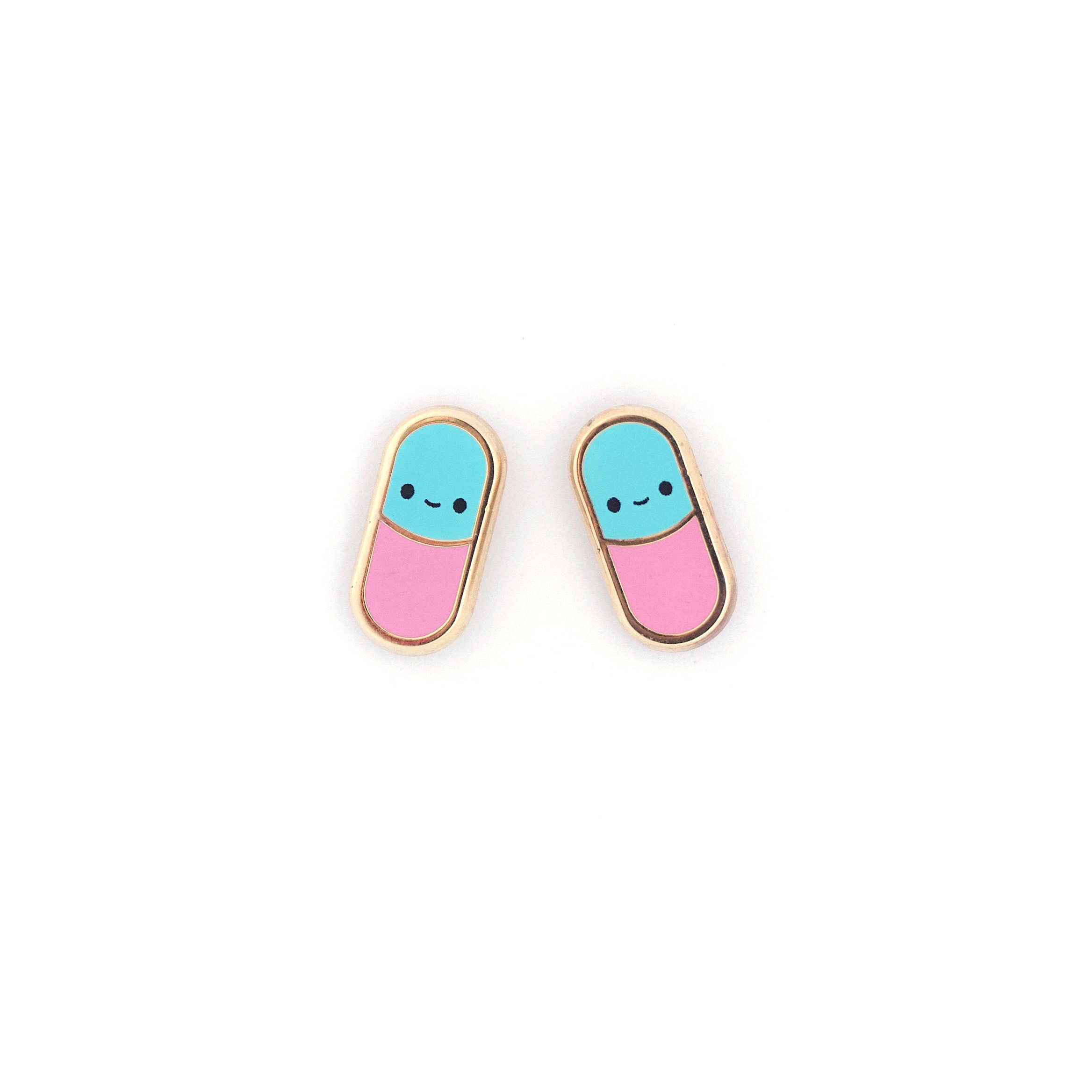 Happy Pill Earrings - Pill Earring Stud Pharmacist Earrings Doctor ...