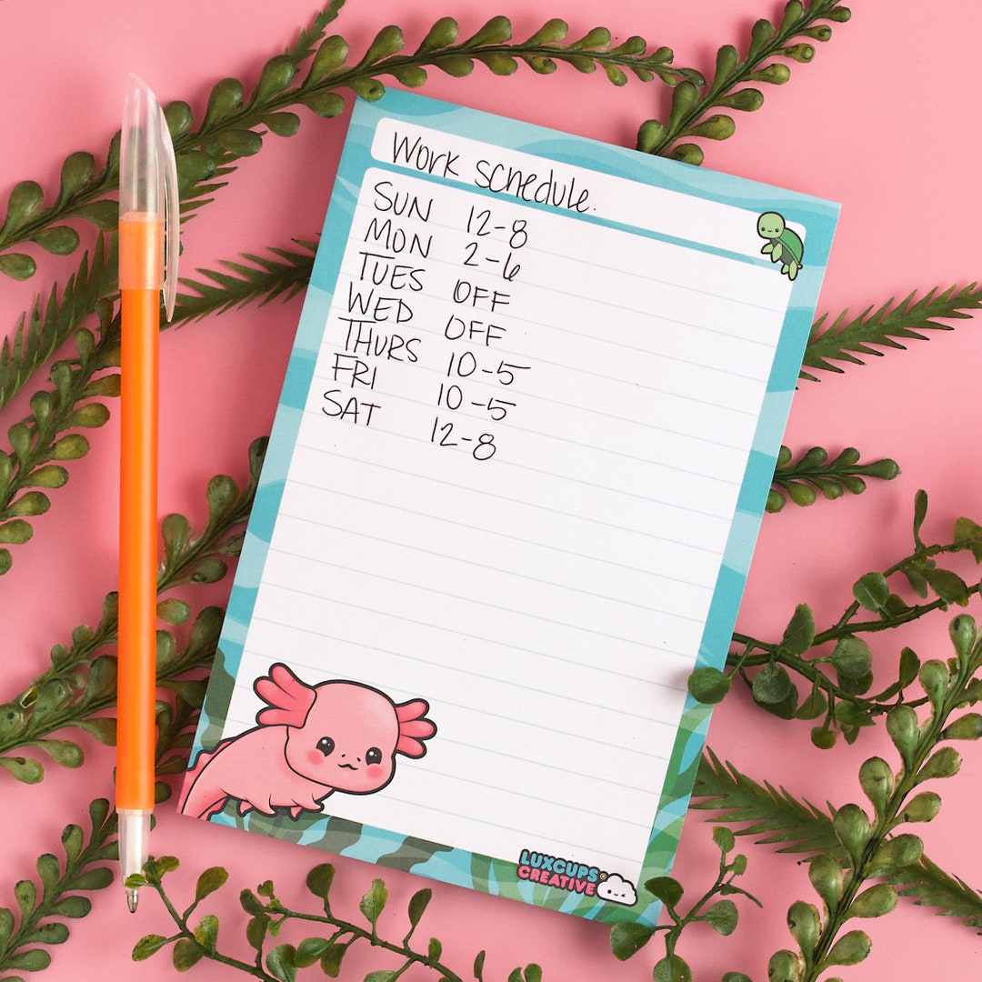 Axolotl Notepad - Cute Stationery Gift Kawaii Axolotl Memo Pad ...