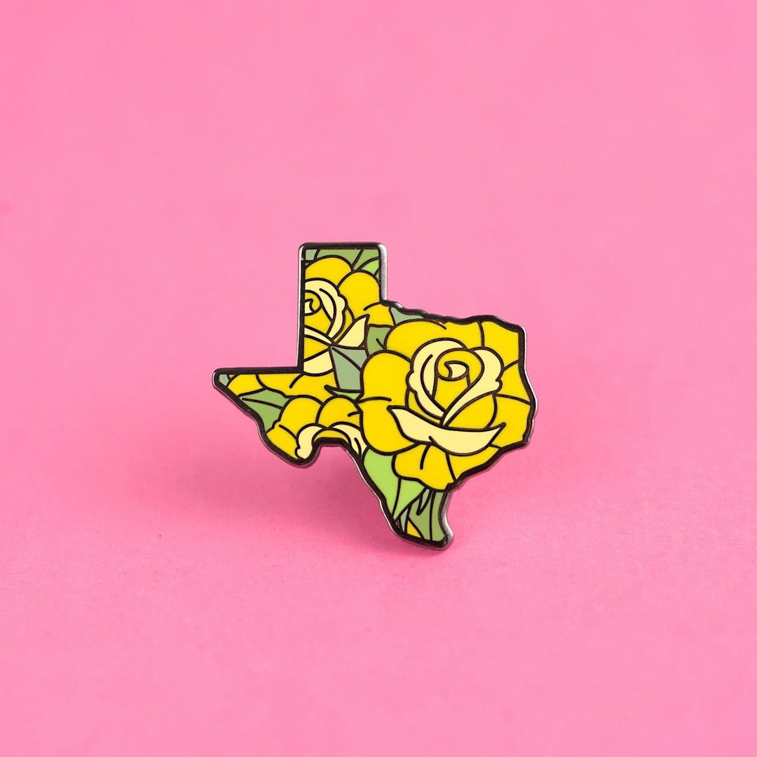 Texas Roses Enamel Pin - Texas Pin Yellow Rose Hard Enamel Pin Texan ...