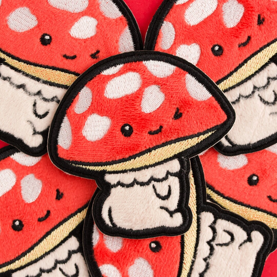 Red Mushroom Patch Sticker Adhesive Patch Fungus Applique Patch ...