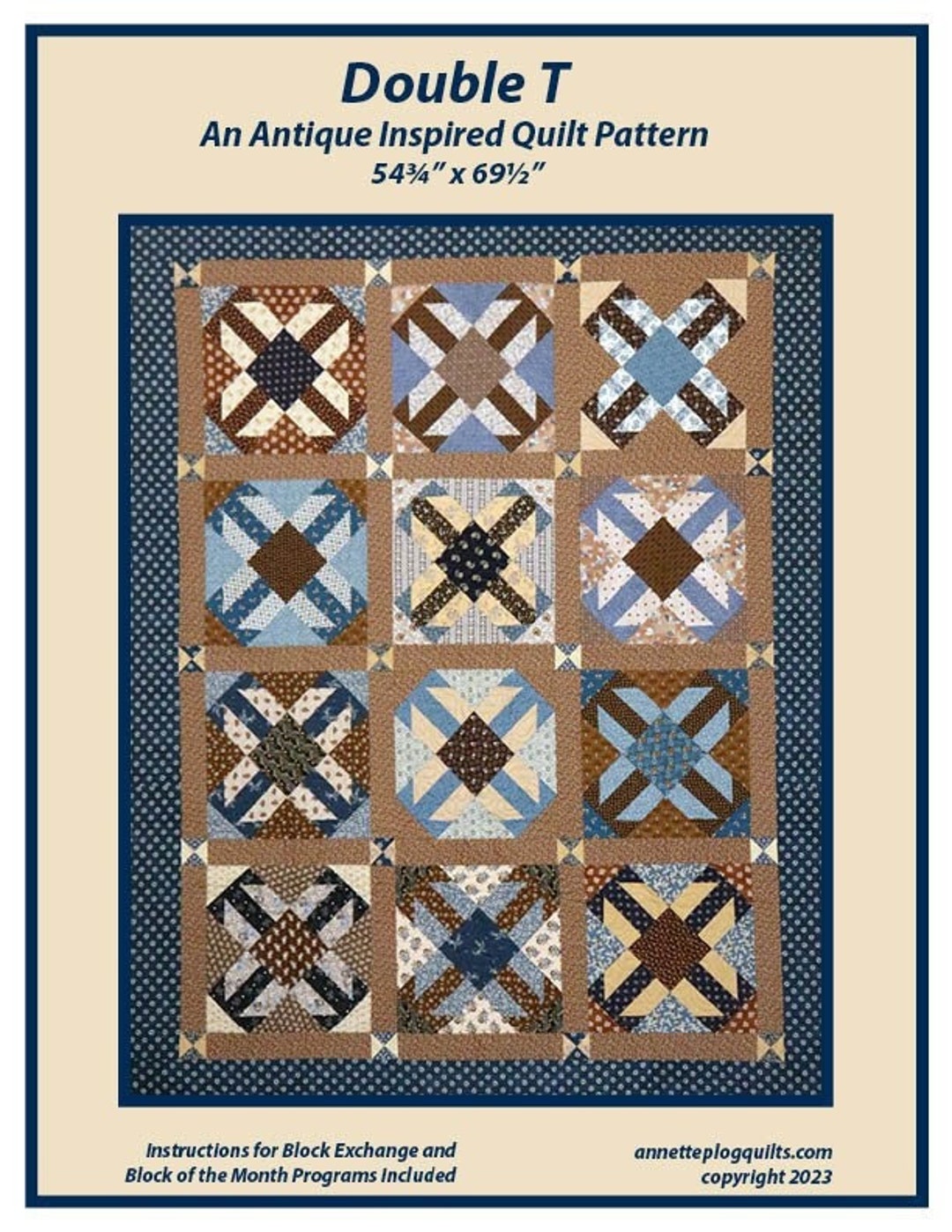 Double T Quilt Pattern - Etsy