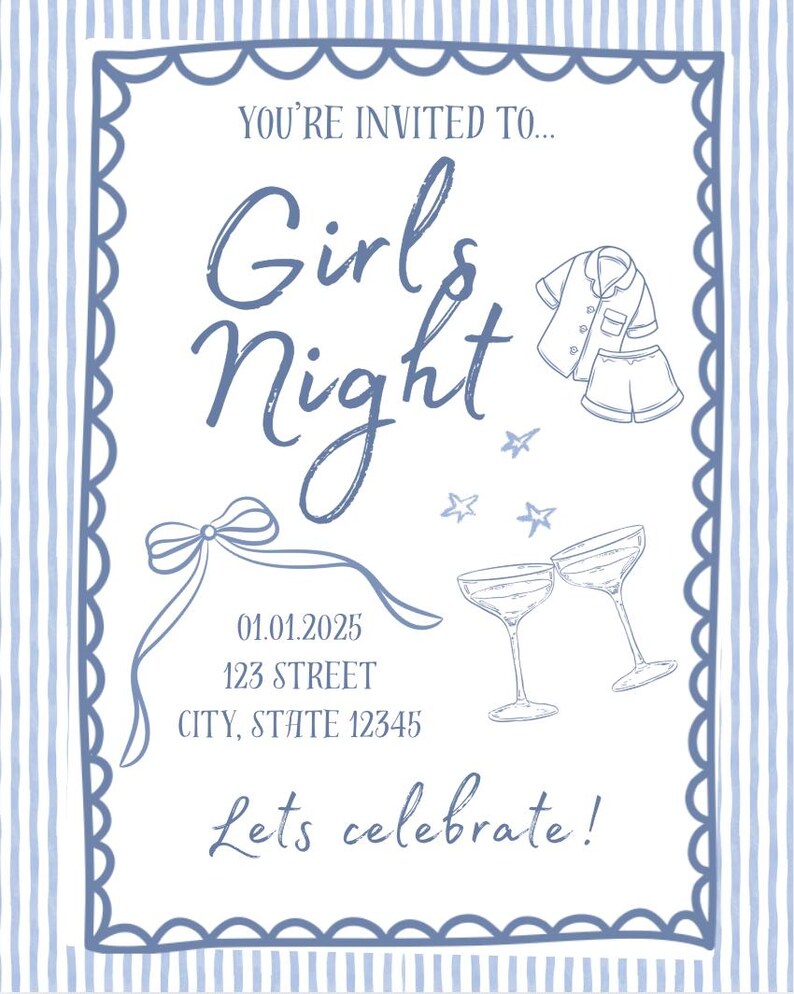 Girls Night Invitation Template - Etsy