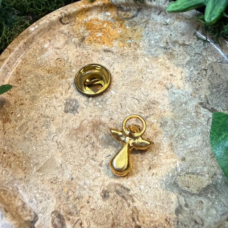 Vintage Roman Inc. January Garnet Gold Angel Pin - Etsy