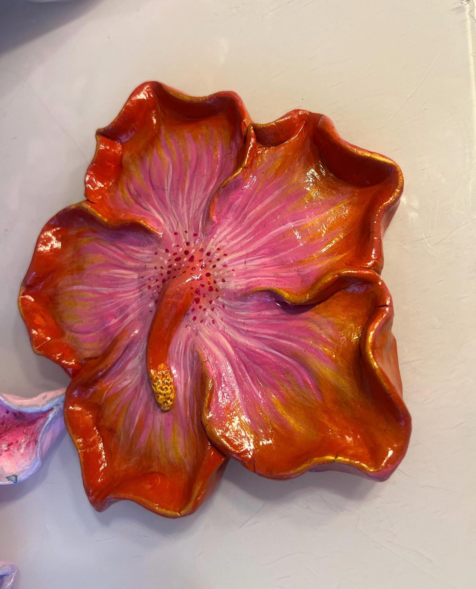 Handmade Clay Hibiscus Flower Trinket Dish Commission - Etsy