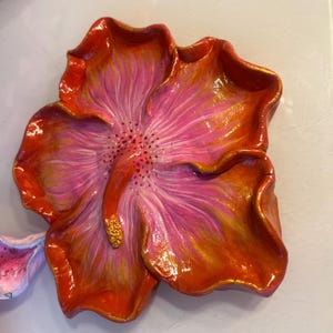 Handmade Clay Hibiscus Flower Trinket Dish Commission - Etsy