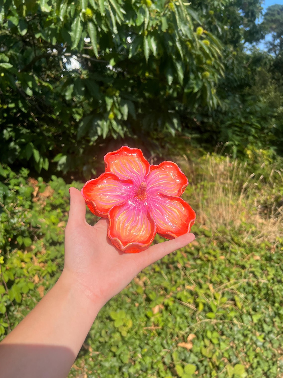 Handmade Clay Hibiscus Flower Trinket Dish Commission - Etsy