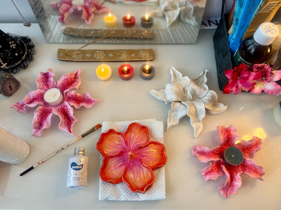 Handmade Clay Hibiscus Flower Trinket Dish Commission - Etsy