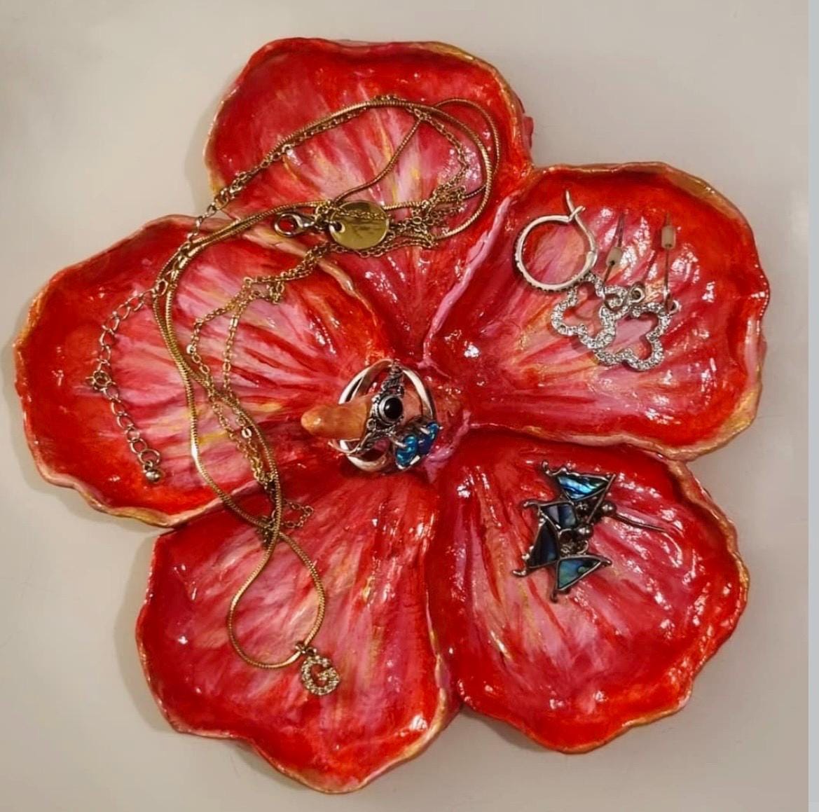Handmade Clay Hibiscus Flower Trinket Dish Commission - Etsy